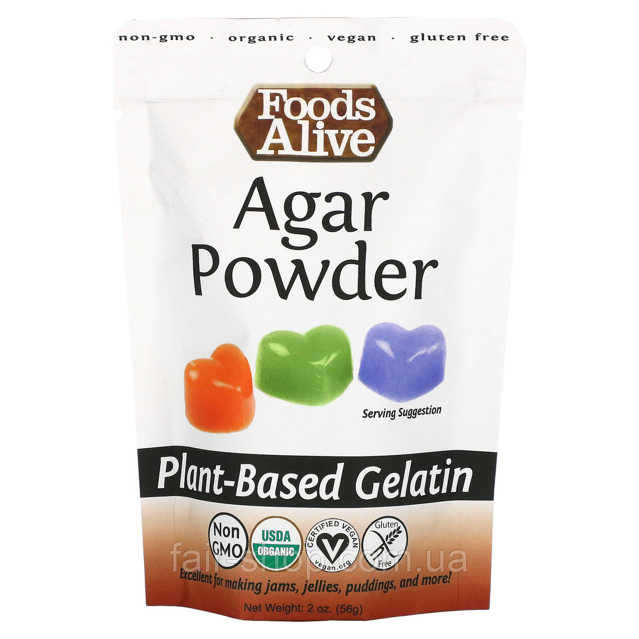 Foods Alive, Агар в Порошке, Растительный Желатин, 56 Г (2 Унции ...