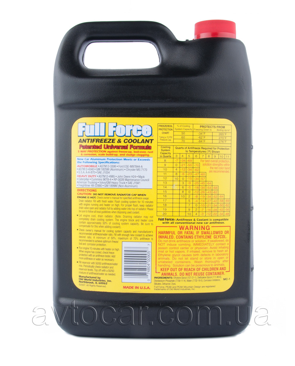 Концентрат антифризу PEAK Antifreeze & Coolant, колір зелений, 3,78 л ...