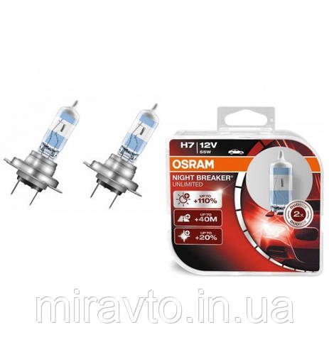 Автомобильные лампы OSRAM 12V H7 55W +110% Night Breaker Unlimited ...