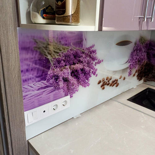 Стеклопанели для стен кухни / Скинали Сирень (ID#1588855781), цена ...