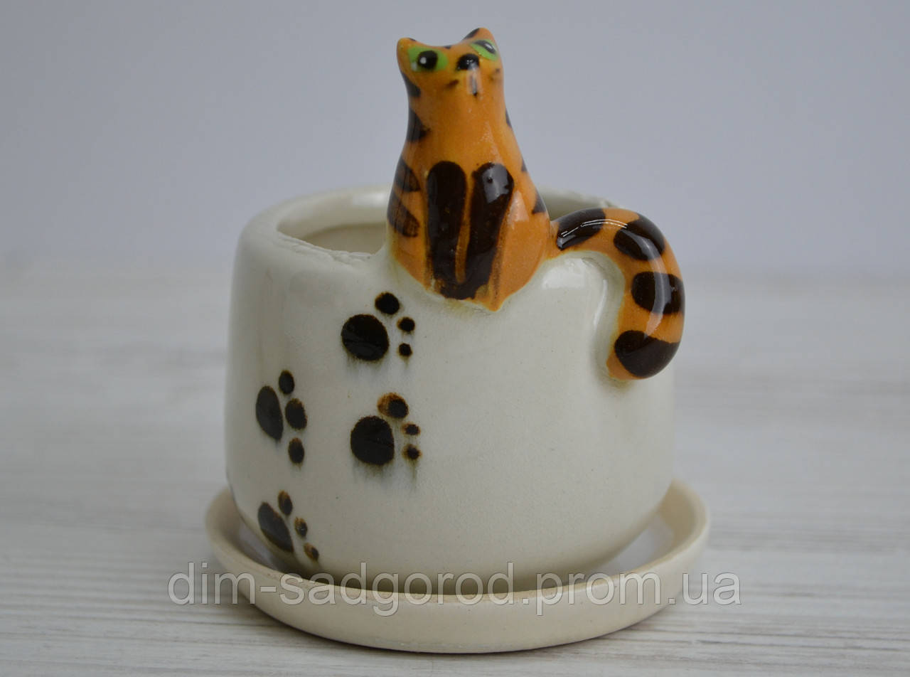 Горшок Керамический для Цветов Кактус ОМ Кот Коричневій Н5см — Купить ...