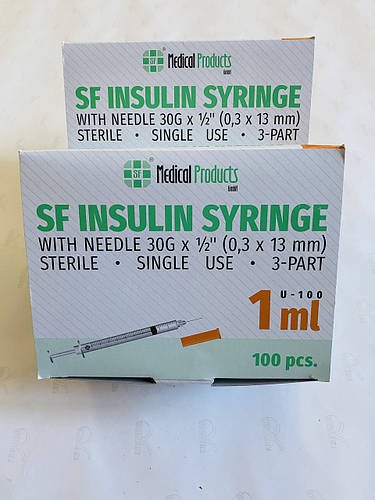 Шприц SF Medical Products інсуліновий 1 мл однопазовий стерильний з ...