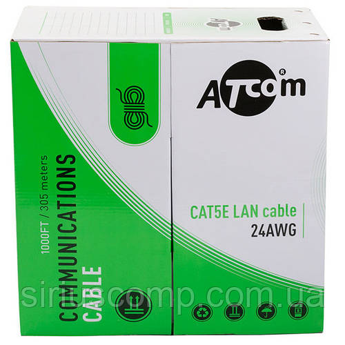 Кабель сетевой Atcom Utp 305м Cat 5e Standart Cca 3799 бухта Id 1594276846 цена 1680