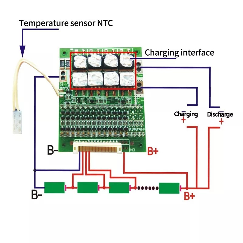 BMS 13s плата защиты батареи 30A, 48V 54.6V Li-Ion c балансиром, БМС ...