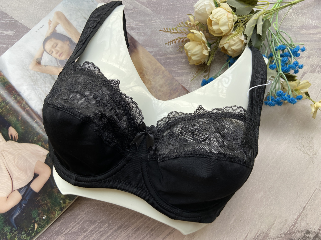 80*D Черный бюстгальтер большого размера Lanny Mode на чашку D с кружевом, лифчик без поролона ...