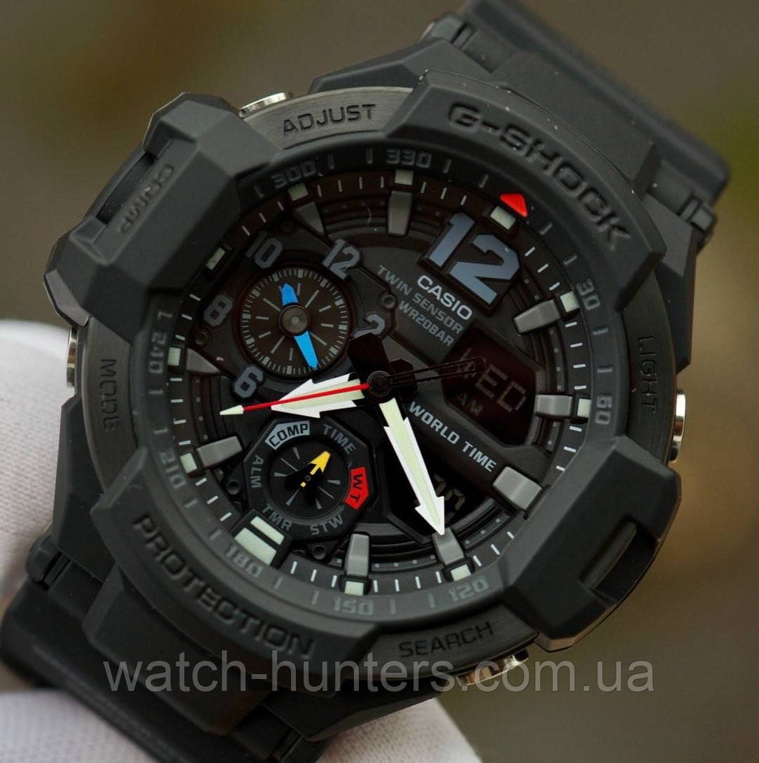 Часы Casio GA-1100-1A1 G-SHOCK Aviator Twin Sensor, цена 11600 грн ...