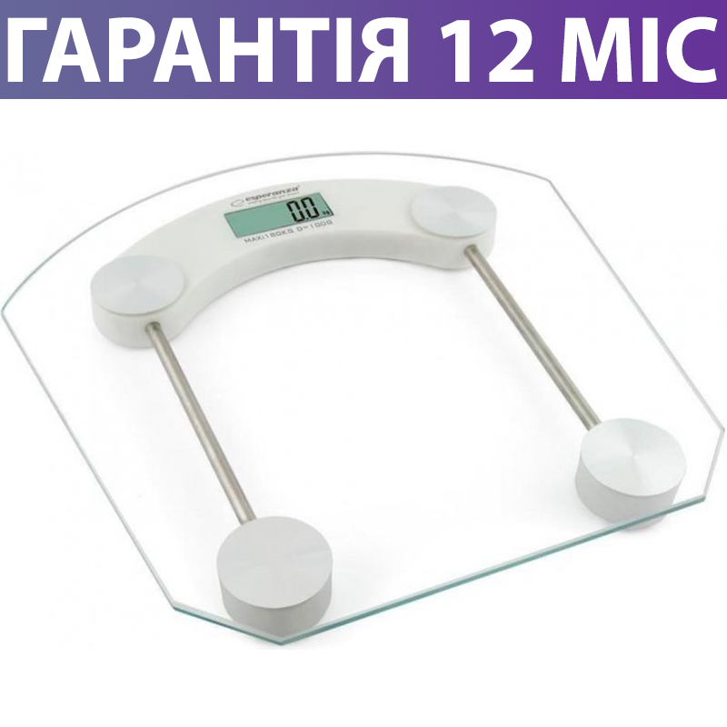 Ваги підлогові Esperanza EBS008W, прозорі (скляні), електронні, для ...