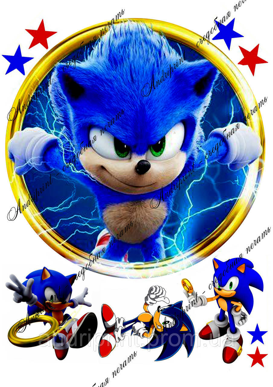 Съедобная Картинка Соник Сахарная и Вафельная Картинка А4 САХАРНАЯ БУМАГА — в Категории