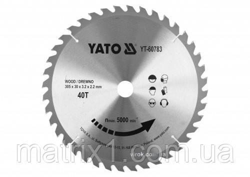 Диск пиляльний переможевий для дерева YATO: 305x30x3.2x2.2 мм, 40 ...