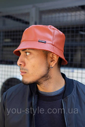 Тепла шкіряна панамка Without Blade Теракотова Man, цена 417.60 грн ...