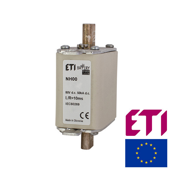 Предохранитель ножевой ETI NH-00 Battery 80A 80V DC gBAT 50kA 4110081 ...