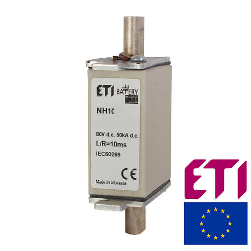 Предохранитель ETI NH1C Battery gBAT 20A 80V DC 50kA 4110085 ножевой ...