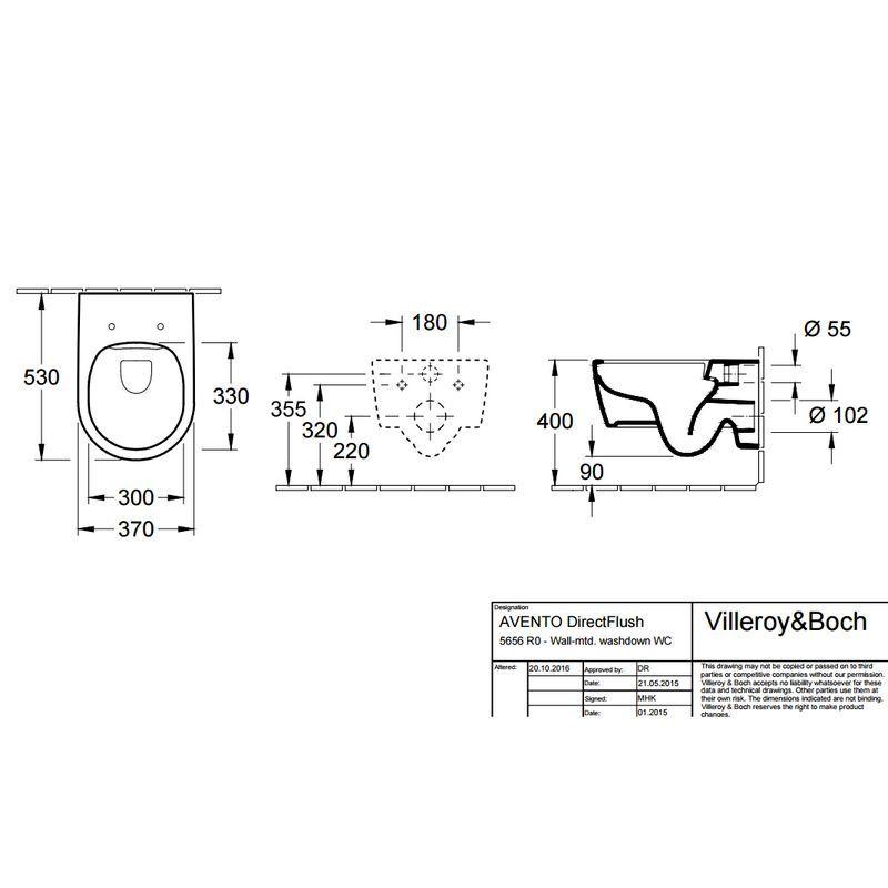 Унитаз подвесной для инсталляции белый VILLEROY&BOCH AVENTO 5656R001 ...