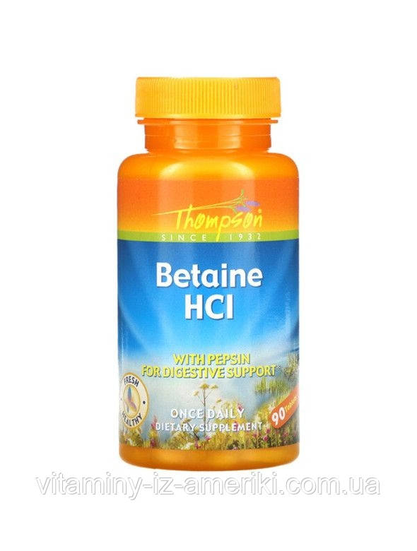 Купить Бетаин гидрохлорид Betaine HCL Thompson 90 таблеток, цена 240 ...