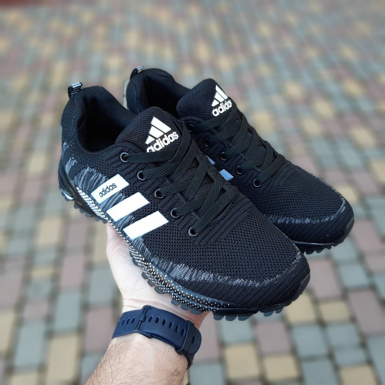 Адіас Кросівки чоловічі літні Adidas чорні з білим. Кроси чорні для ...