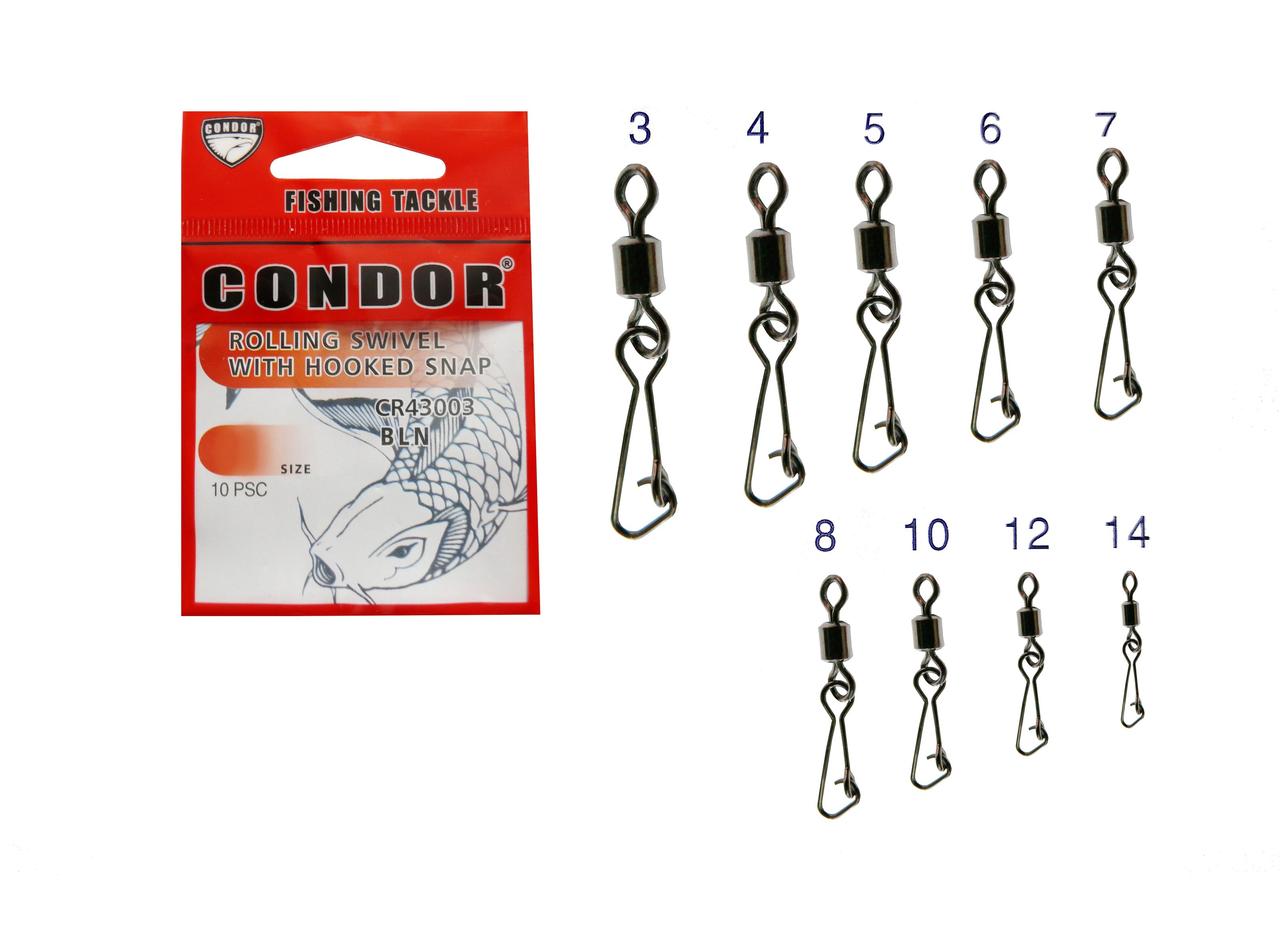 Европейская застежка с вертлюгом CR 43003 Condor 10,0 size/ 10 шт ...