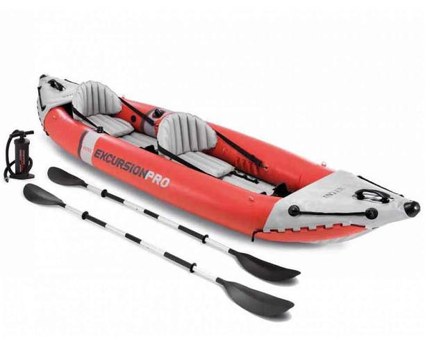 Intex 68309 Excursion Pro 384 х 94 см Надувная двухместная байдарка (каяк) с веслами и насосом ...