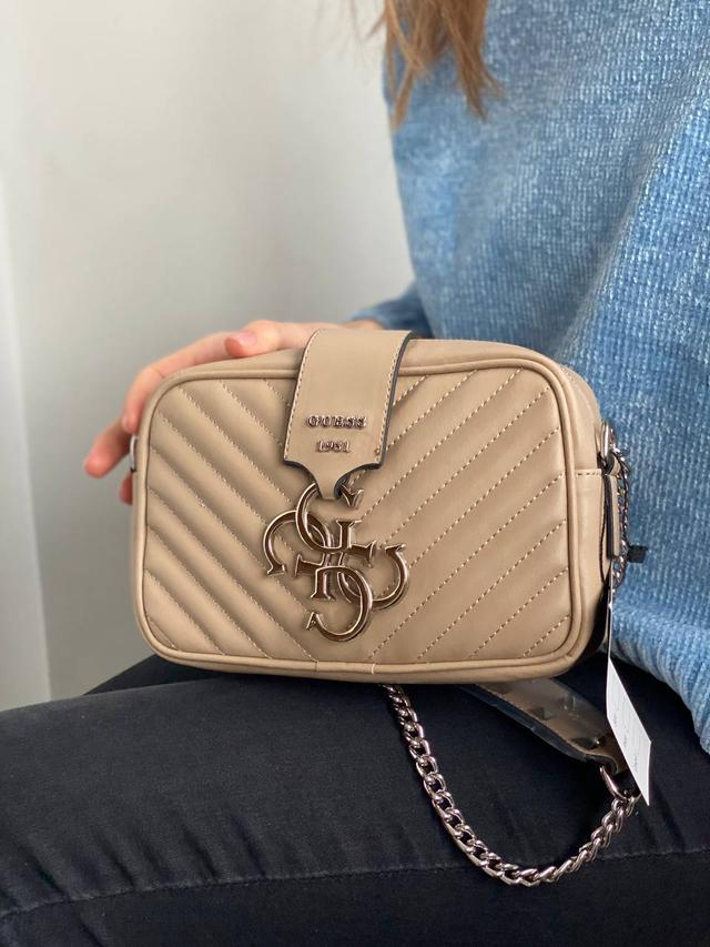 Женская Сумочка Guess Mini Бежевая, Сумка-клатч Гесс Мокко Кожаная с ...