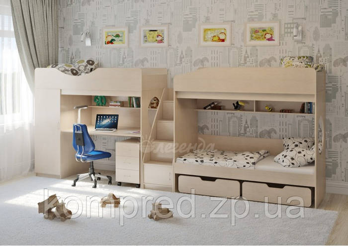 Кровать детская трехъярусная, цена 45856 грн — Prom.ua (ID#1613192392)