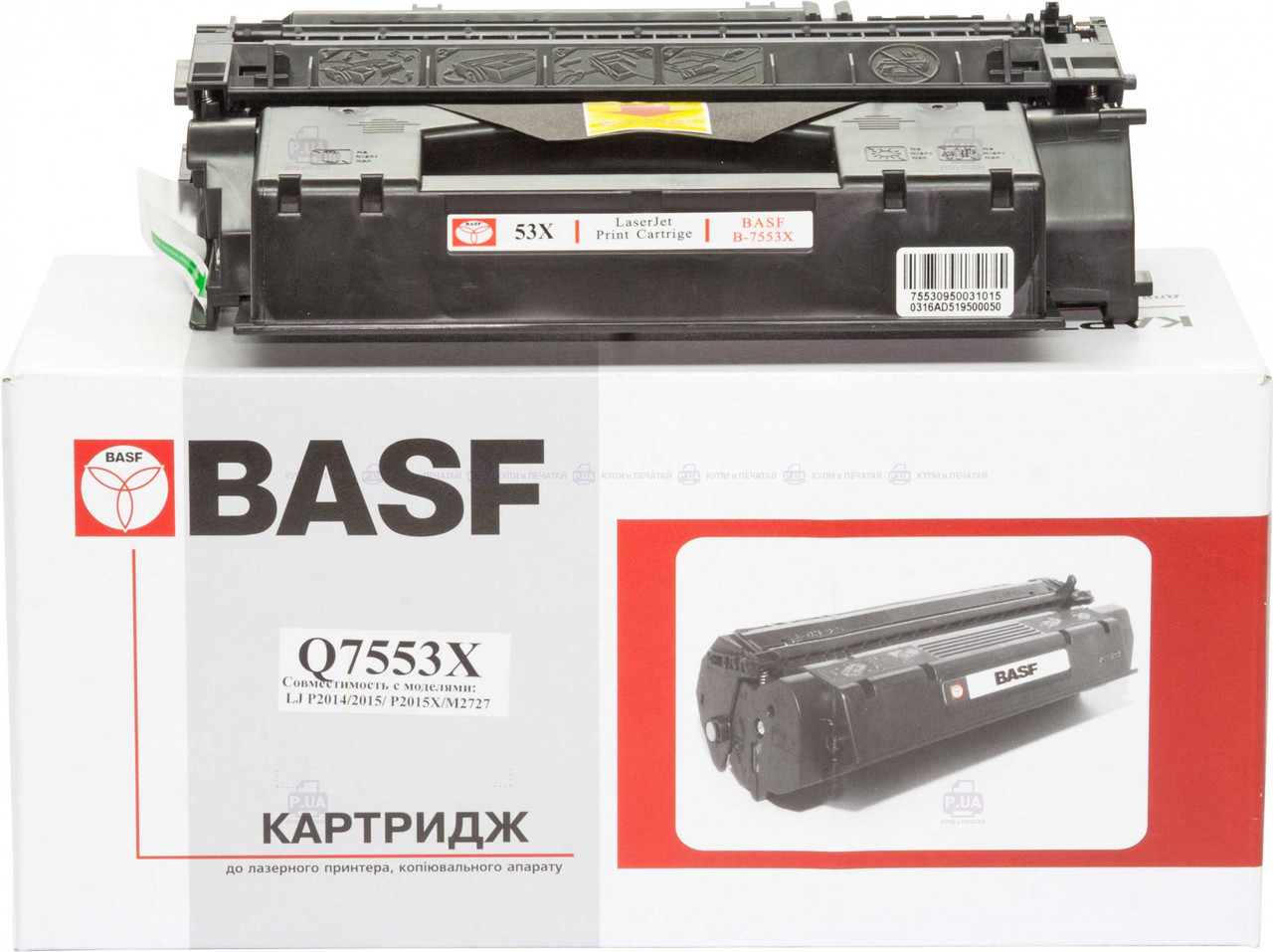 Лазерний картридж BASF для HP LJ P2015/P2014/M2727 аналог Q7553X Black ...
