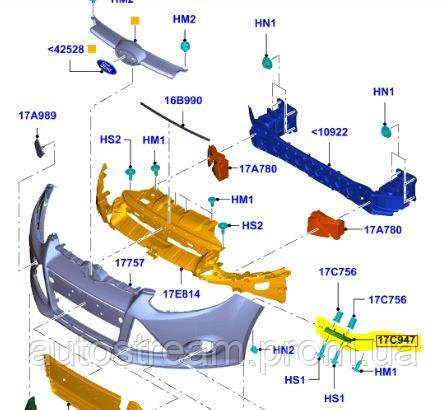 Крепление бампера Ford Focus III (2011 - 2017), кронштейн передний ...