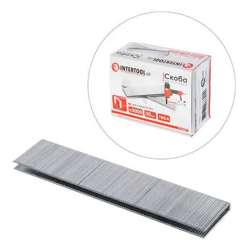 Скоба для степлера РТ-1612 30 мм (18GA) 5,7(5,8)*1,25*1,0 мм, 5000 од./уп. INTERTOOL PT-8330 (ID ...