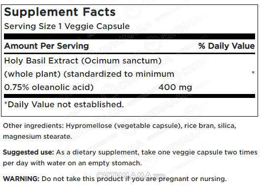 Купить Экстракт базилика (Тульси), Swanson, Holy Basil (Tulsi), Extract ...
