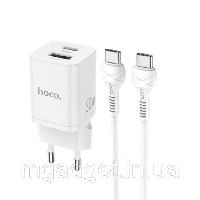Купити Швидкий зарядний пристрій зарядка HOCO N13 Bright PD30W+QC3.0 USB-A/USB-C White + кабель ...