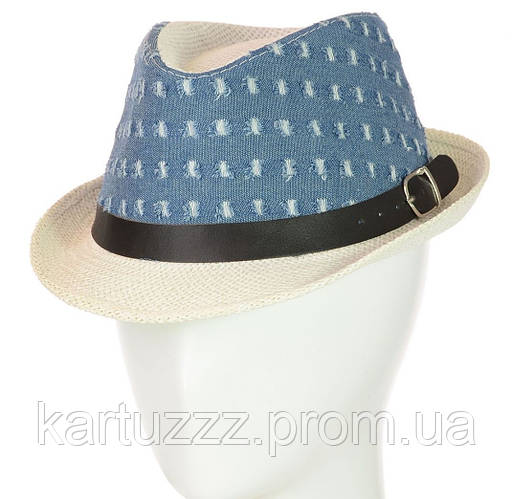 Купить Летняя детская шляпа-челентанка с черным кожаным ремешком, цена ...