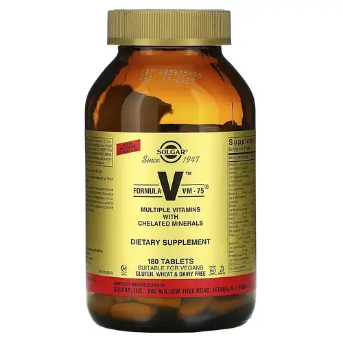 Solgar Formula V VM-75 Multiple Vitamins with Chelated Minerals 180 ...