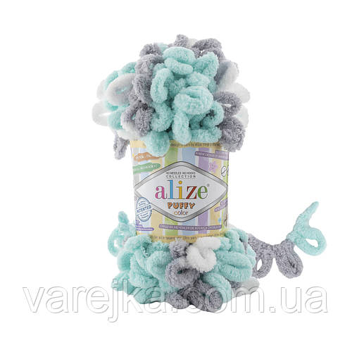 Пряжа с петлями петельками Alize Puffy Color 6408 (Ализе Пуффи Колор ...
