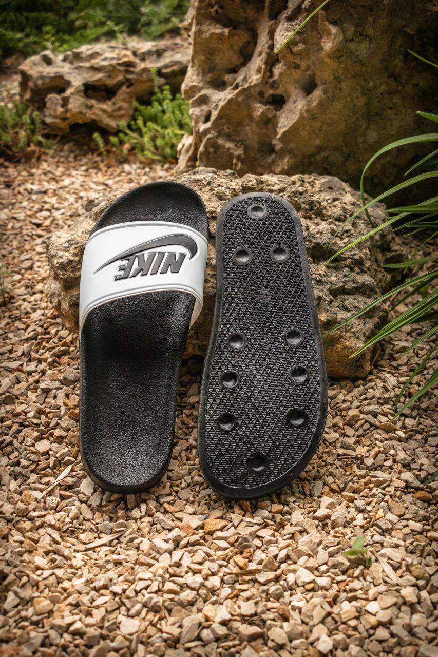 Шлепанцы мужские Nike белые с лого найк тапочки шлепки сланцы лето ...