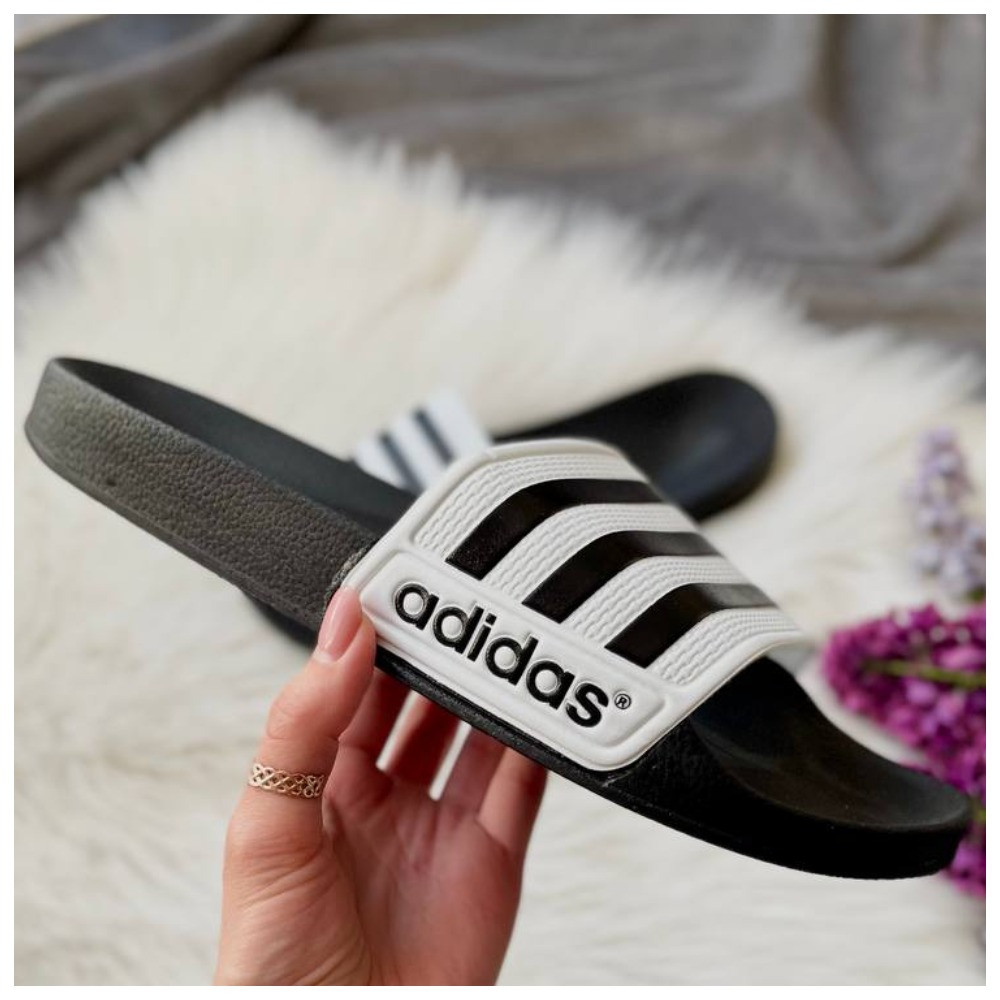Мужские / Женские Шлепанцы Adidas Slides White, Черно-белые Шлепки ...