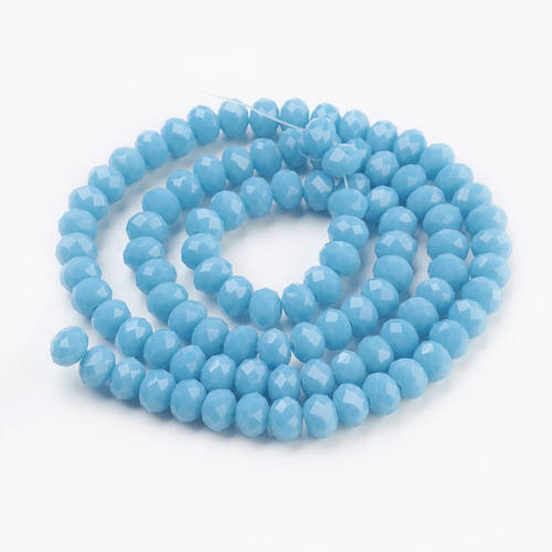 Купити Бусини Скляні Імітація Нефриту, Гранені, Рондель, Колір: Ціан ...