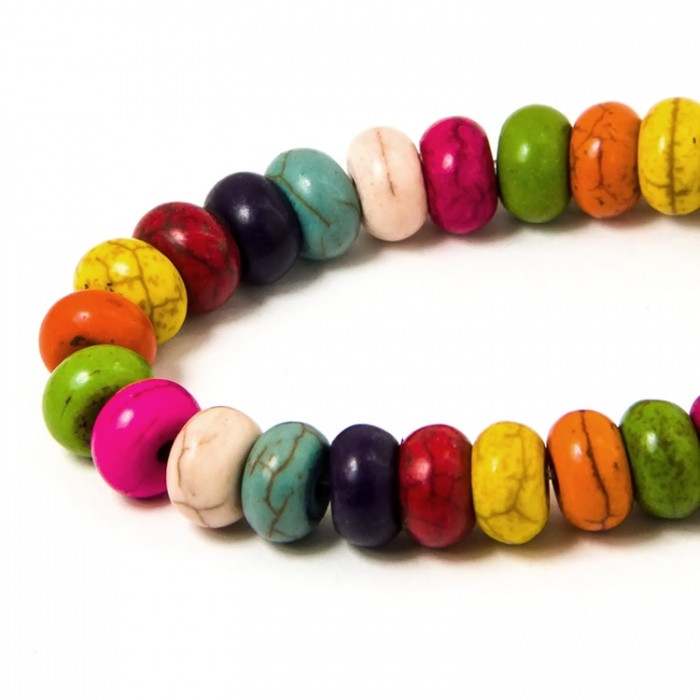 Бусини Синтетична Бірюза, пофарбовані, На нитках, Рондель, Мікс 2, 8 мм ...