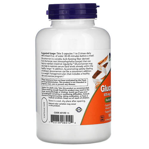 Глюкоманнан NOW Foods "Glucomannan" для контролю ваги, 575 мг (180 ...