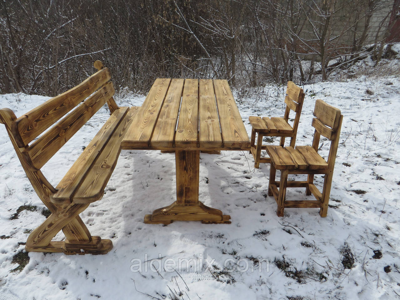Деревяні садові меблі Комплект меблів для дачі Садовий набір із дерева Лавка стіл 2