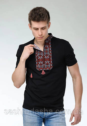 Вишиванка для чоловіків футболка чорна з червоним "Данило" (ID#1623240758), цена: 680 ₴, купить ...