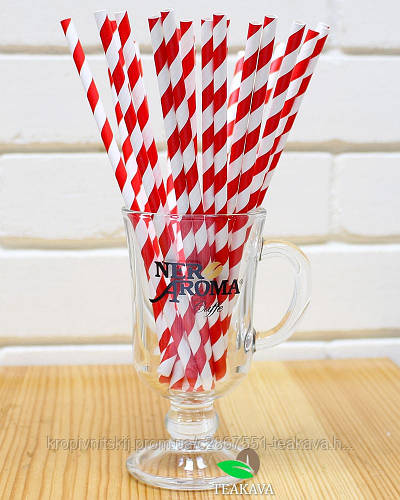 Купить Трубочка коктейльна паперова, кручена, біло-червона d6, 20 см ...