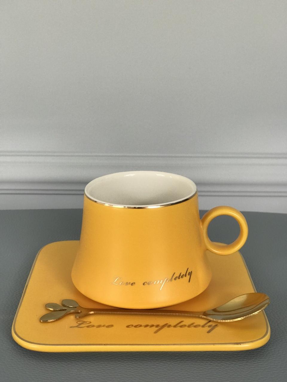 Чашка Керамическая Olens Автобиография с Блюдцем и Ложкой 150 Мл Желтый 08030 ж — в Категории