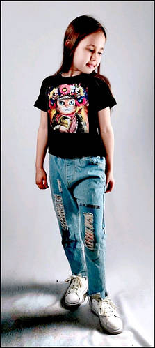 Футболка для девочек CHILL Кошка с огурцами Черная 135 Украина, цена ...