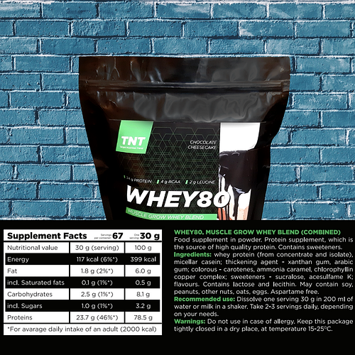Купити Протеїн Mass Whey сироватковий TNT Польща 2 кг білків 80%, BCAA 16% Шоколадний чізкейк ...