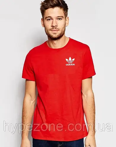 Мужская Футболка Adidas с принтом Адидас трикотажная красная Стильная ...