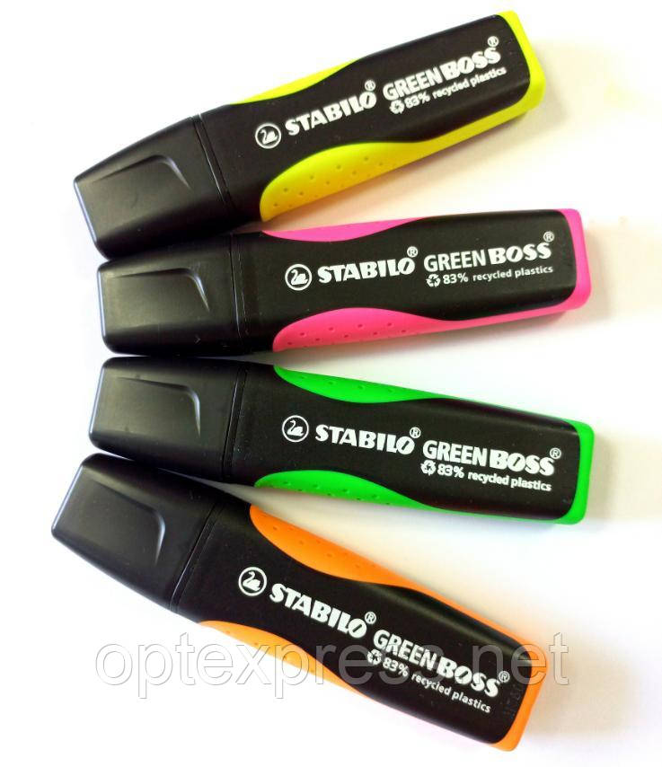 ТЕКСТМАРКЕР НЕОНОВИЙ STABILO GREEN BOSS НАБІР 4 КОЛЬОРИ 6070/4 (ID ...