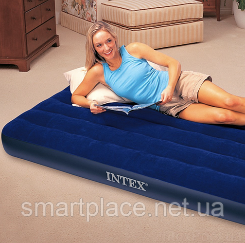 Надувной матрас Intex одноместный 191х99х25 темно-синий / Матрас ...