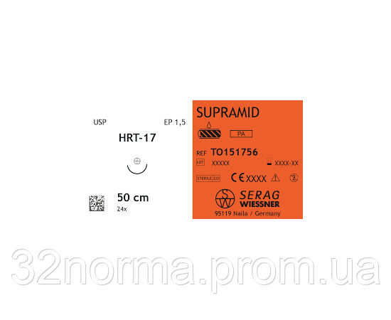 SUPRAMID шовний матеріал чорний голка 1 шт. (2 (3/0), 50 см, голка 20 ...