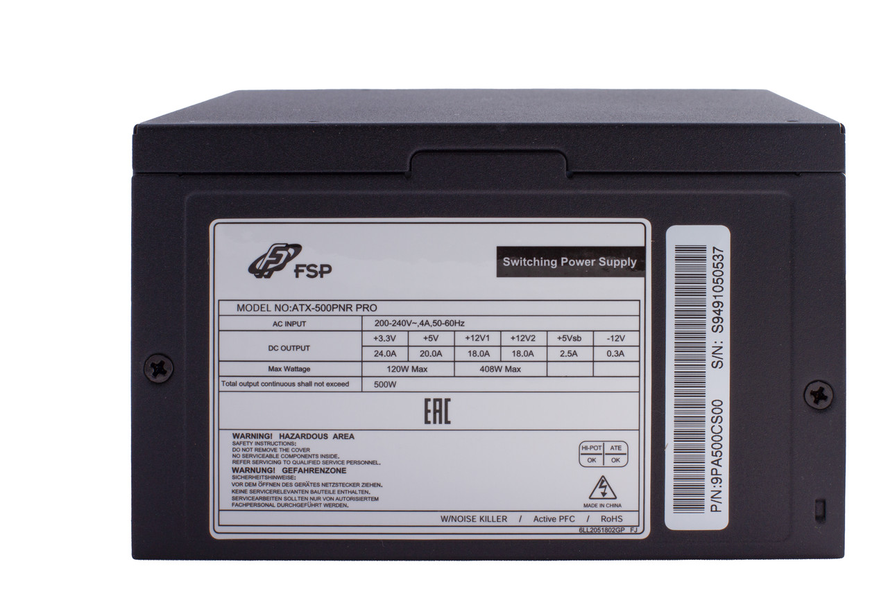 Купити БЖ 500W FSP ATX-500W PNR PRO 120mm silent fan, Retail Box, ціна ...