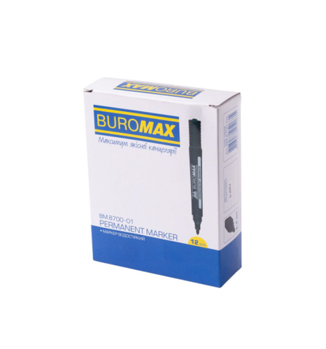Маркер перманентный Buromax BM.8700, черный, 1 уп/12 шт (KG-4258) (ID ...