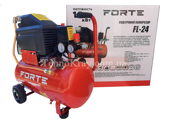 Поршневой компрессор воздушный 24 литра Forte FL-24 PROFI Электрический ...