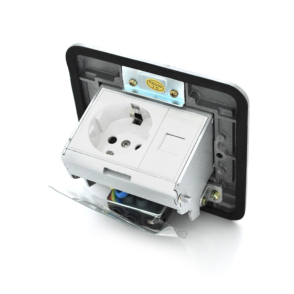 Розетка универсальная + 1 Shuko + 1RJ-45 выдвижная с заземлением J02L ...